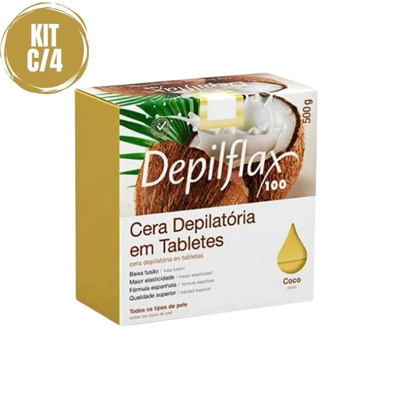 Kit 4 Cera Quente De Depilação Coco Corporal e Facial Em Barras ...