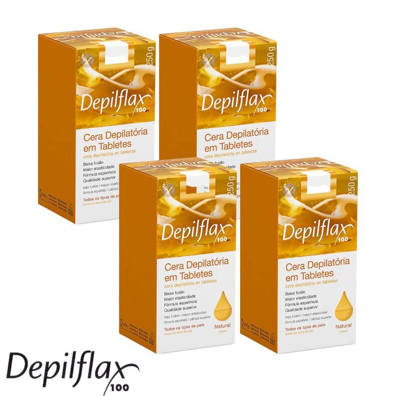 Kit 4 Cera Quente Depilação Elástica Natural Em Barras 250g Depilflax ...