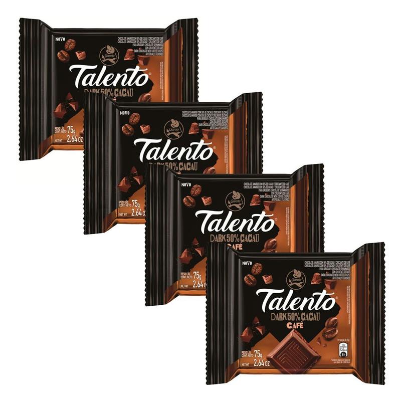 Kit 4 Chocolate Garoto Talento Dark Café 75g - Chocolate / Barra de ...