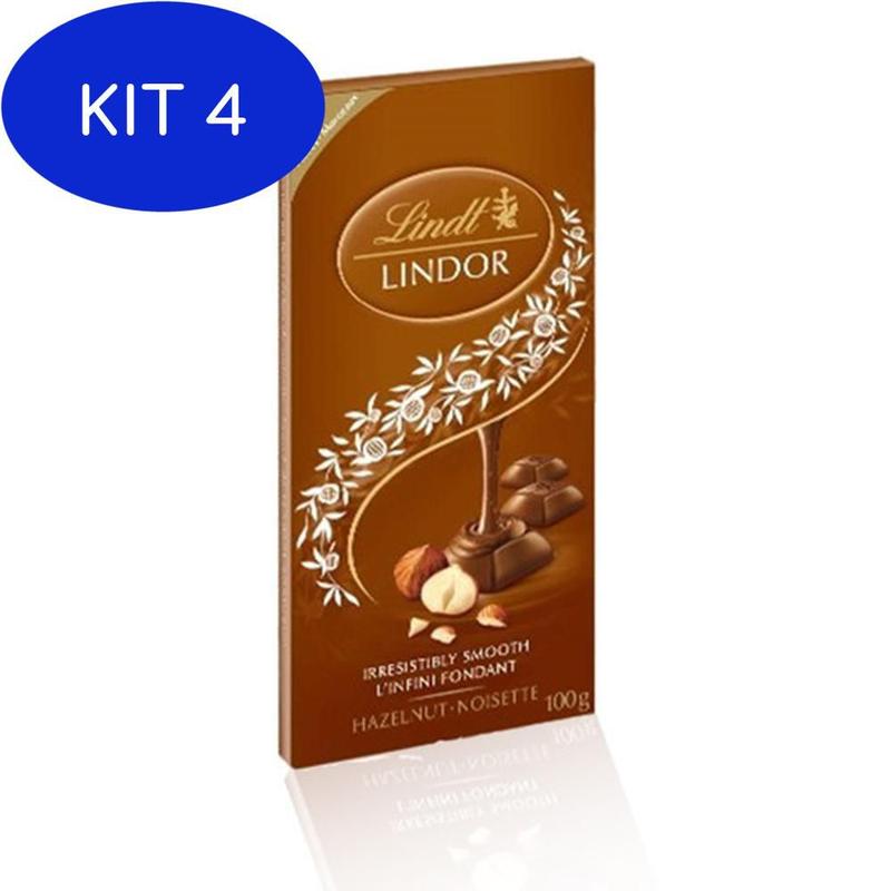 Kit 4 Chocolate Lindt Lindor Avelã 100G - Chocolate / Barra de ...