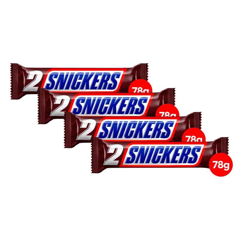 Kit 4 Chocolate Snickers Duo Original 78g - Chocolate / Barra de ...