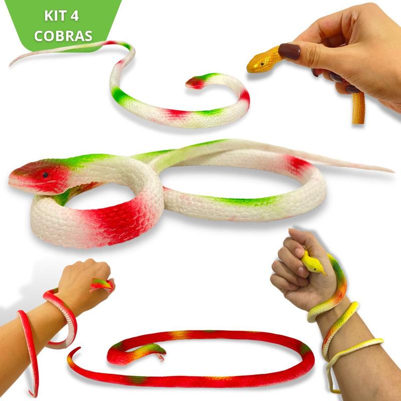 Kit 4 Cobra Realista Grande Brinquedo Borracha Pegadinha - Europio ...