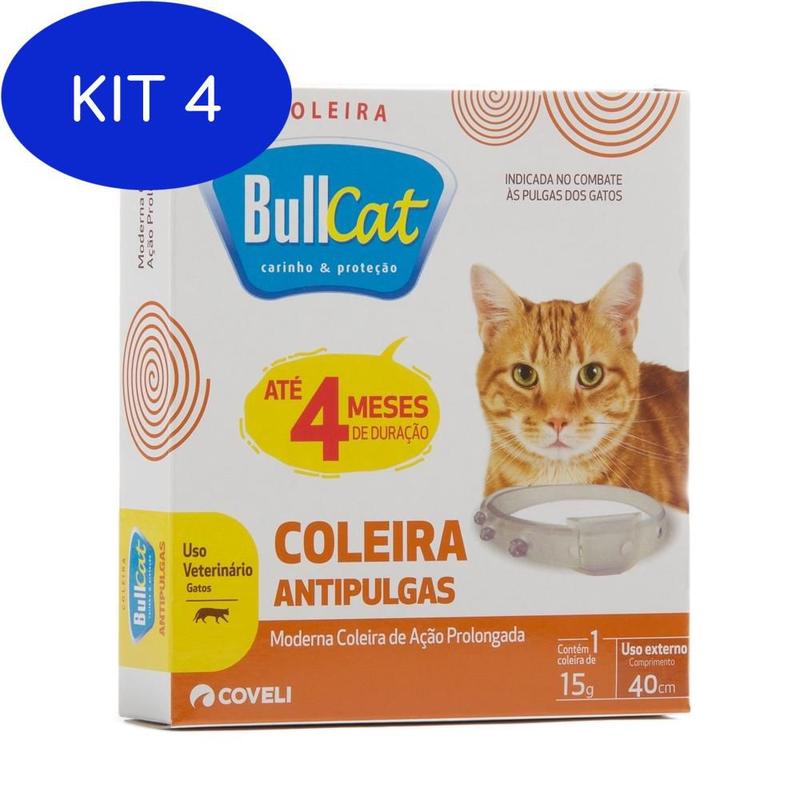 Kit 4 Coleira Antipulgas E Carrapatos Para Gatos - Bullcat - Coveli ...