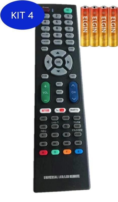 Kit 4 Controle Remoto Universal Toda Smart Tv Netflix - MB - Controle ...