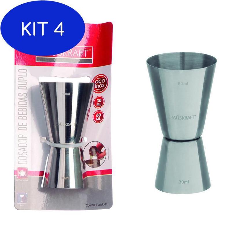 Kit 4 Copo Medidor Bebidas Drinks Dosador Duplo Inox 30Ml / - M@F ...