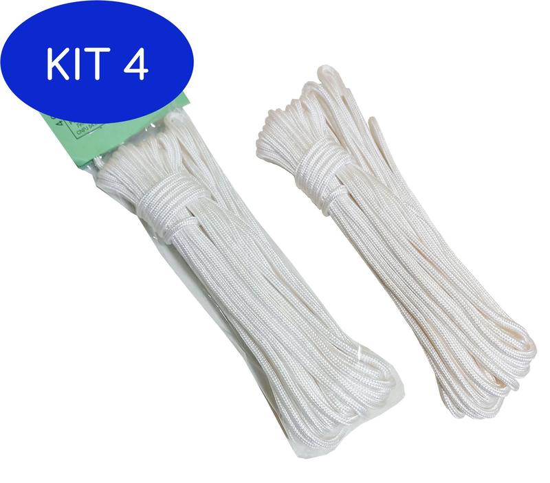 Kit 4 Corda Para Varal De Parede E Teto 15 Metros X 4Mm Não Desfia ...