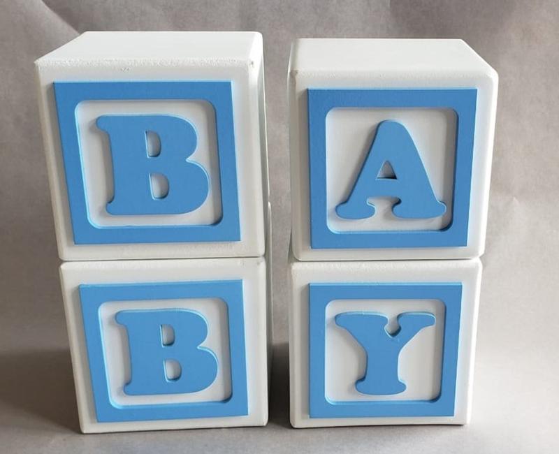 kit 4 cubo baby 20x20 mdf decorado cha revelação cha de bebe festa ...