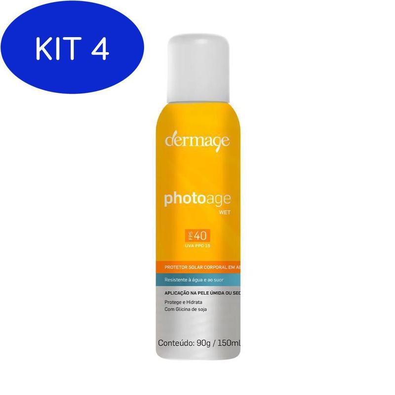 Kit 4 Dermage Photoage Wet Protetor Solar Aerossol Fps 40 - Protetor ...