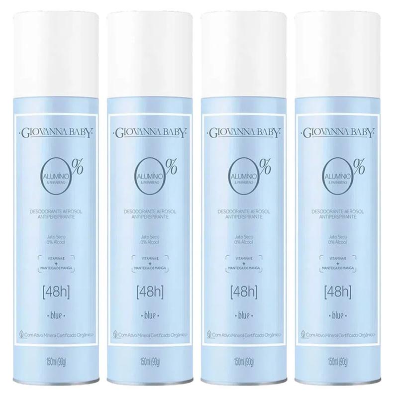Kit 4 Desodorantes Aerosol Giovanna Baby 0% Alumínio Blue 150ml ...