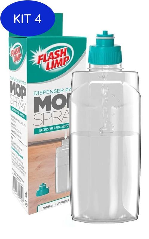 Kit 4 Dispenser Mop Spray Reservatório Reposição Exclusivo - Flash Limp ...