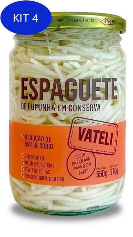Kit 4 Espaguete De Palmito Pupunha Em Conserva Vateli 550G - Palmito - Magazine Luiza