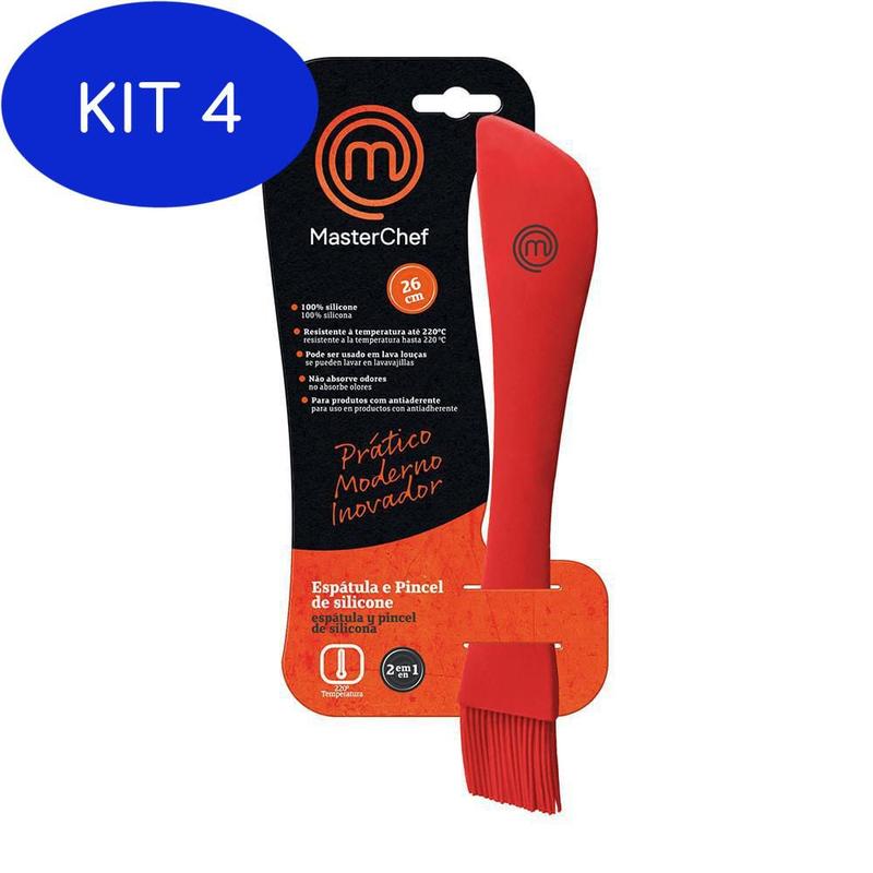 Kit 4 Espátula E Pincel De Silicone 2 Em 1 Masterchef 26 Cm - Conjunto ...