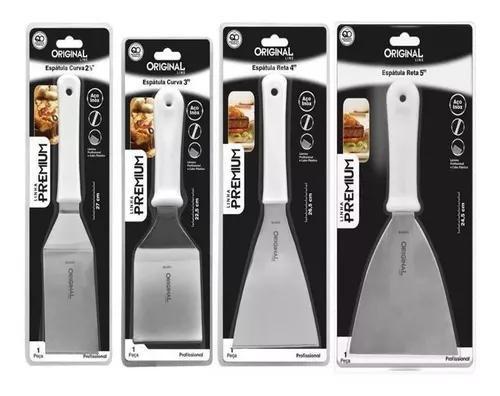 Kit 4 Espátulas Inox Reta Curva Restaurante Chapa Buffet - Original ...