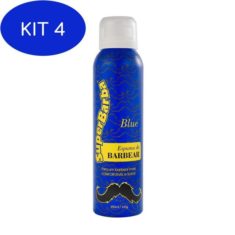 Kit 4 Espuma De Barbear Blue 150Ml Superbarba - Espuma de Barbear ...
