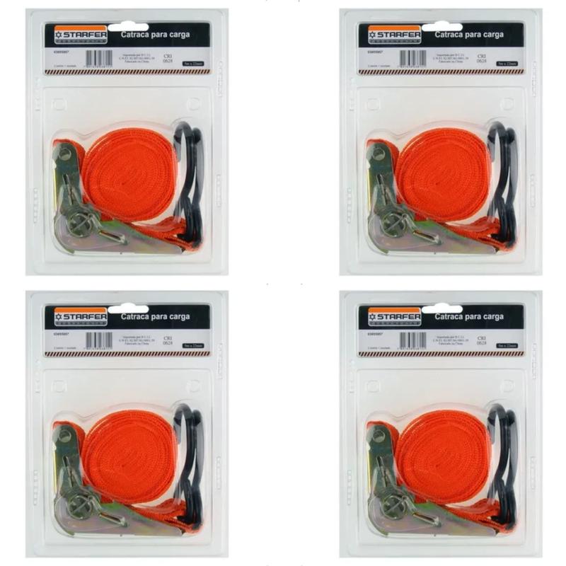 Kit 4 Fita Cinta Para Amarrar E Prender Carga Com Catraca 4,5 Mt ...