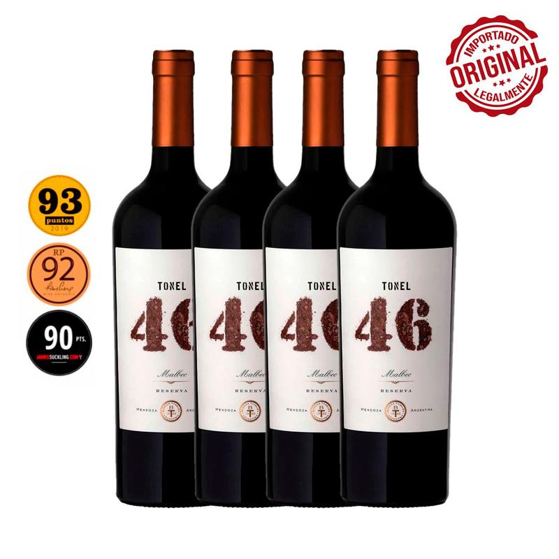 Kit 4 Garrafas Vinho Argentino Tonel 46 Reserva Private Malbec 750ml ...