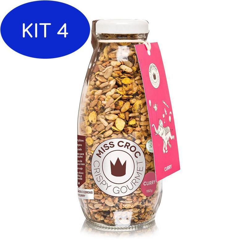 Kit 4 Granola Crispy Curry Sem Glúten Garrafa Miss Croc 150G - Granola ...
