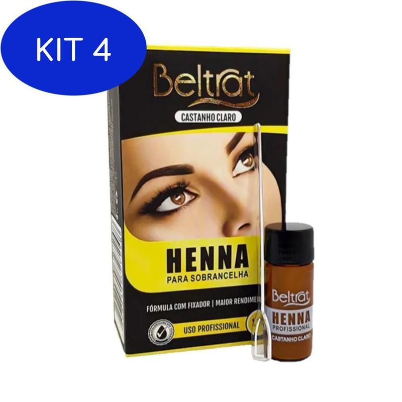 Kit 4 Henna De Sobrancelha Profissional Castanho Claro 1,25G - Beltrat ...