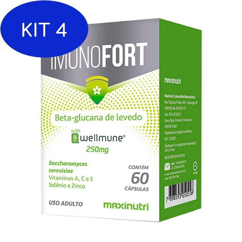 Kit 4 Imunofort Wellmune Vitaminas 250Mg 60 Capsulas - Maxinutri ...