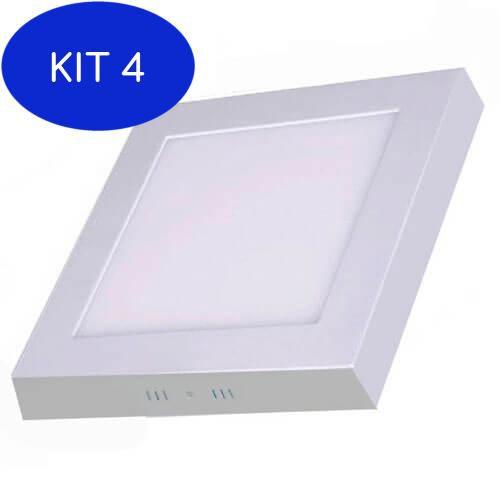 Kit 4 Luminária Painel Plafon Led Sobrepor 18W Quadrado - De Lumine ...