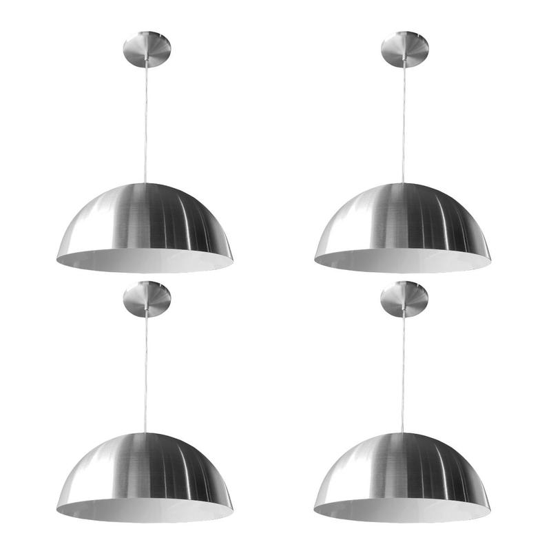 Kit 4 Luminária Pendente Meia Lua 34cm Com Interior Branco Brilho Com ...