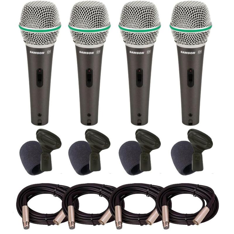 Kit 4 Microfones Samson Q4 Dinâmico Supercardioide - Microfone Dinâmico ...