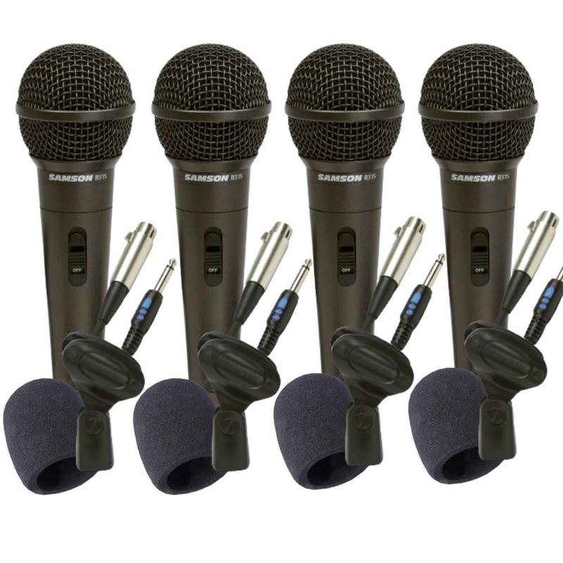 KIT 4 Microfones Samson R31s Hipercardióide XLR para Voz e Instrumentos ...