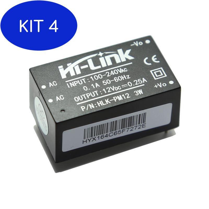 Kit 4 Mini Fonte Hlk-Pm12 100-240V Ac Para 12V Dc 3W Arduino - Mj ...