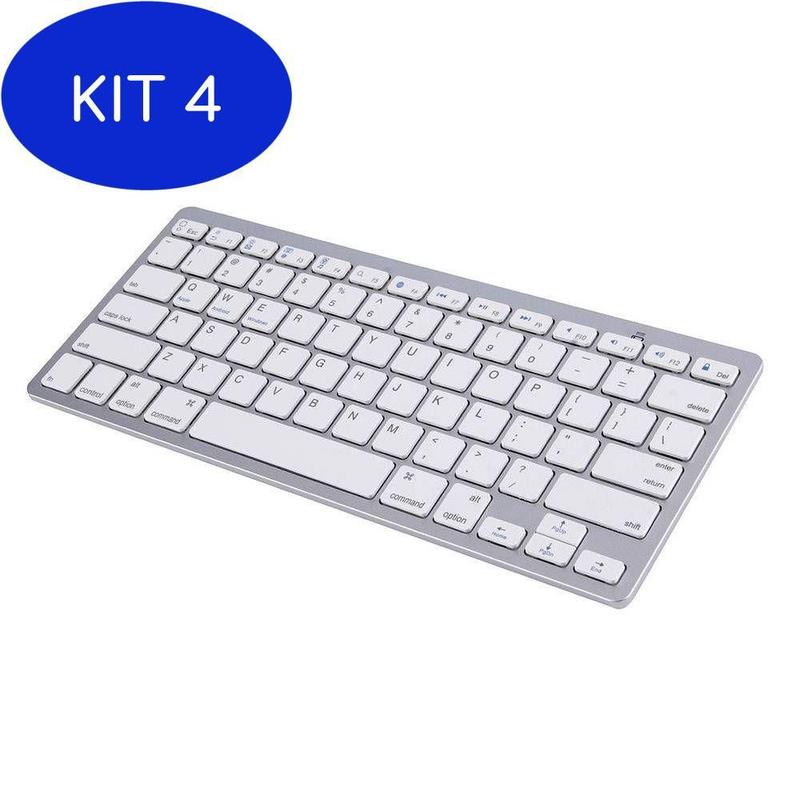 Kit 4 Mini Teclado Universal Bluetooth Tablet Tv Smart Prata - Tyru ...