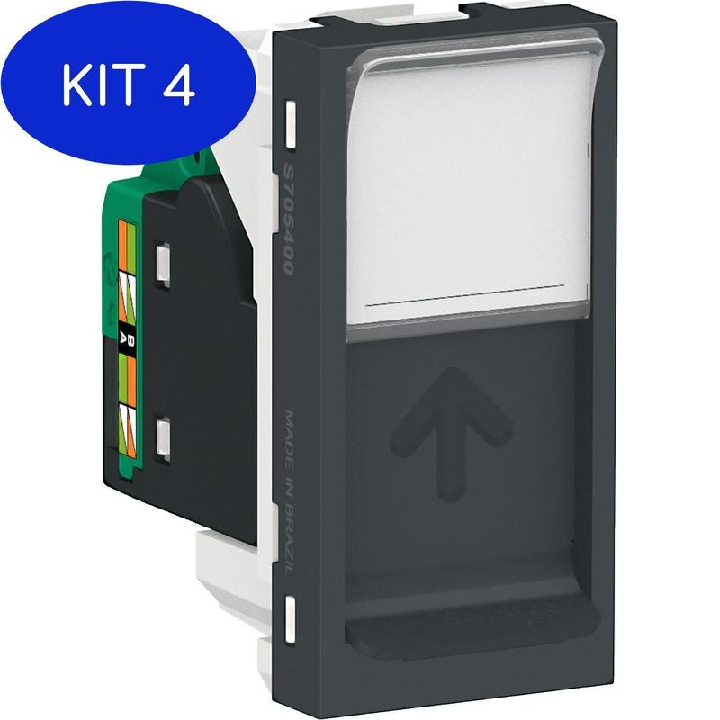 Kit 4 Módulo Tomada Rj45 8 Fios Utp Cat5E Toolless 1M - - Schneider - Módulo de Tomada ...