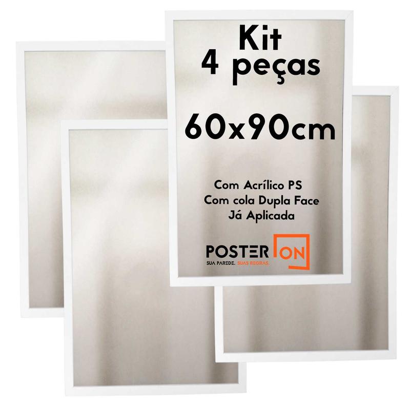 Kit 4 Molduras 60x90cm Com acrílico PS - Cola Dupla Face - PosterOn ...