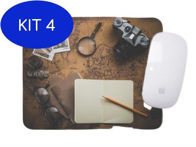 Kit 4 Mouse Pad Mapa Mundi Retrô - Deluzz - Mouse Pad - Magazine Luiza