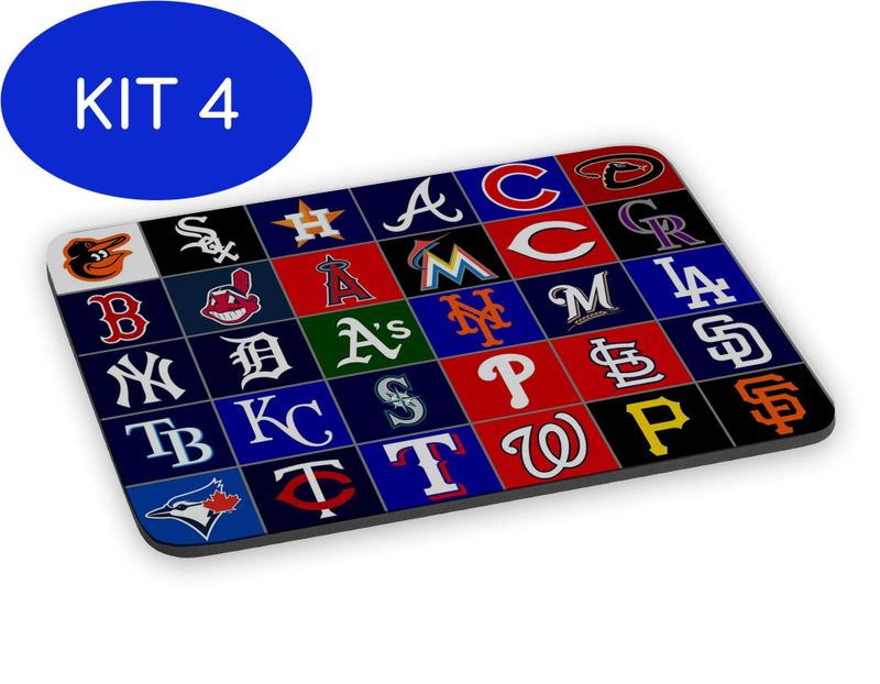 Kit 4 Mouse Pad Mlb Baseball Times Brasão Escudo Logo - Fm Brindes ...