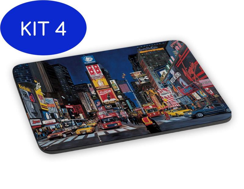 Kit 4 Mouse Pad Personalizado Times Square Nova York Manhattan Nyc - Fm ...