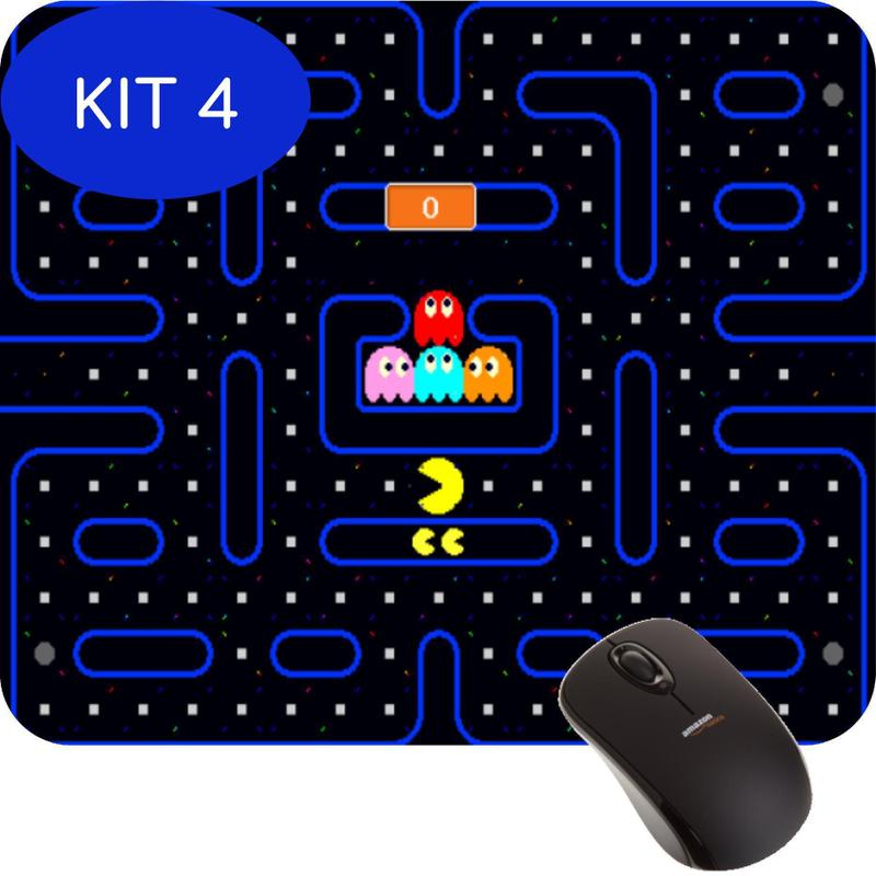 Kit 4 Mousepad Pac Man Jogo De Atari Retrô Anos 80 Gamer - Live - Mouse ...