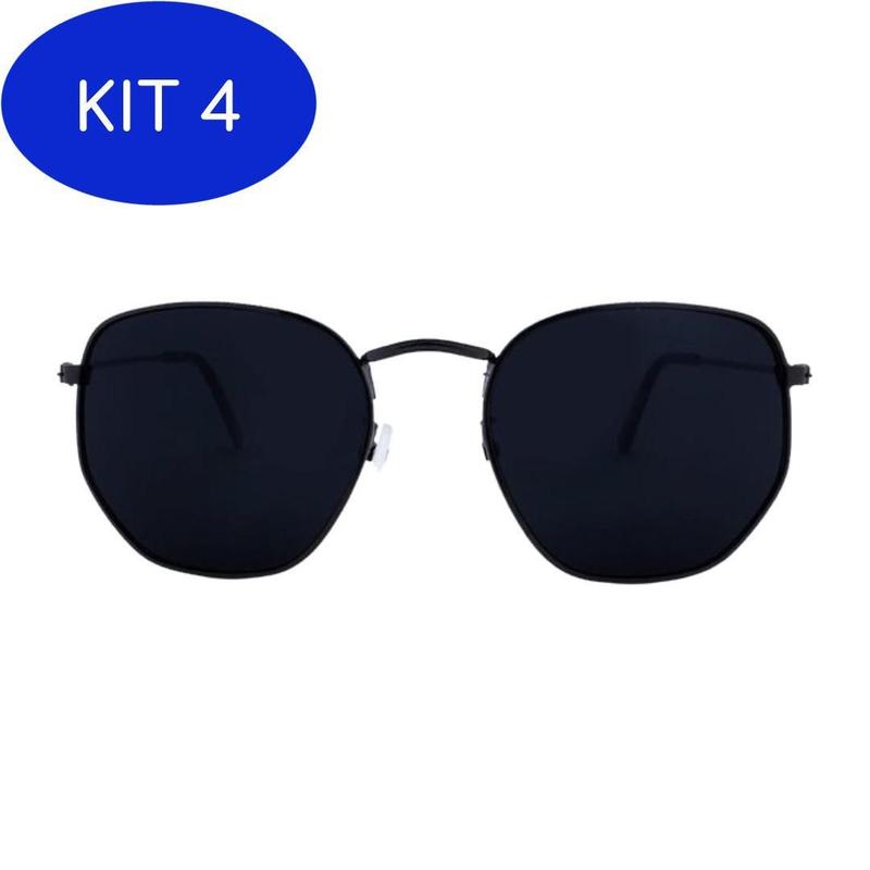 Kit 4 Óculos Hexagonal Feminino Masculino Moda Blogueira Preto - Óculos ...