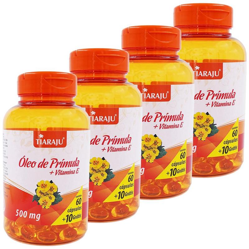 Kit 4 Óleo de Prímula com Vitamina E 60+10 Cápsulas Tiaraju - Óleo de ...