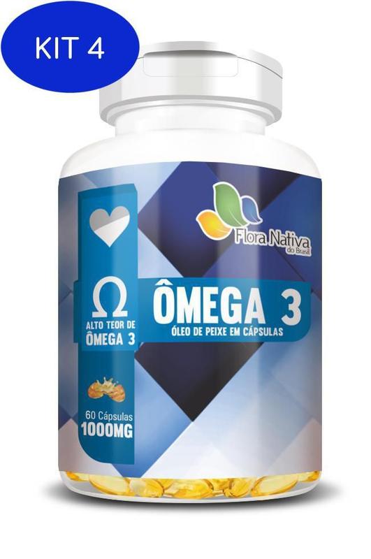 Kit 4 Ômega 3 - 120 Capsulas Softgel 1000Mg - Flora nativa - Ômega 3 ...