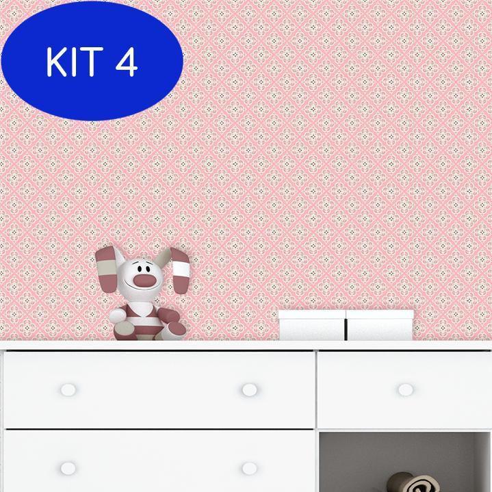 Kit 4 Papel de Parede Lavável Clássico Arabesco Rosa Choque - Final ...