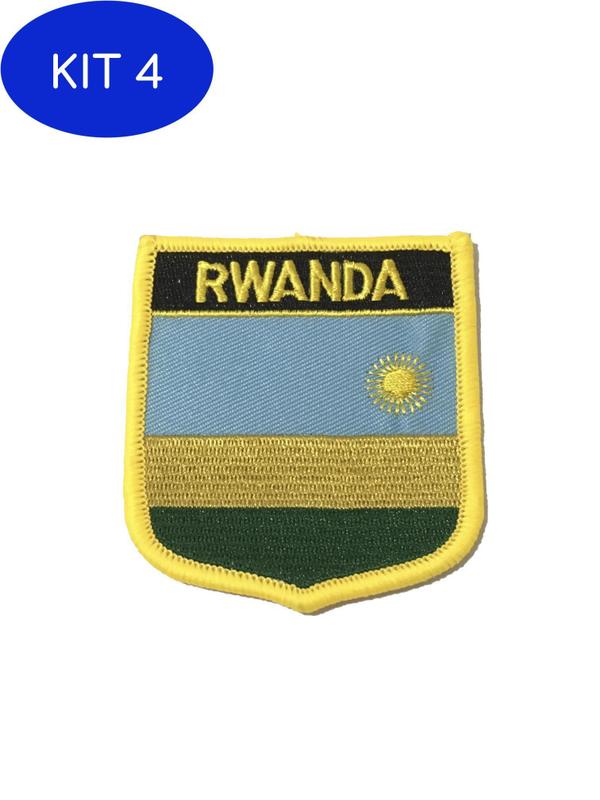 Kit 4 Patche Aplique Bordado Escudo Da Bandeira De Ruanda 6X7 Cm ...