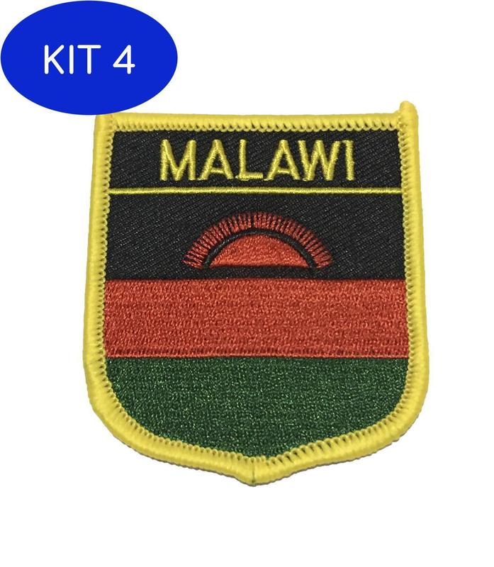 Kit 4 Patche Aplique Bordado Escudo Da Bandeira Do Malawi 6X7 Cm ...
