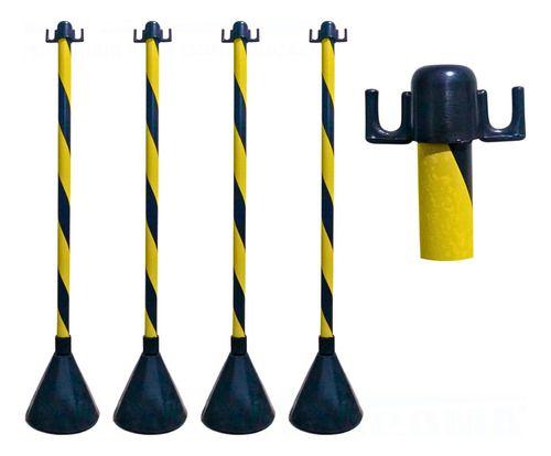 Kit 4 Pedestal de Filas Sinalização Postinho Haste Zebrado 90 Cm ...