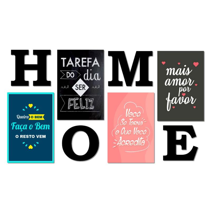 Kit 4 Placas Decorativas Frases Motivacionais C/ Letras HOME - Art ...
