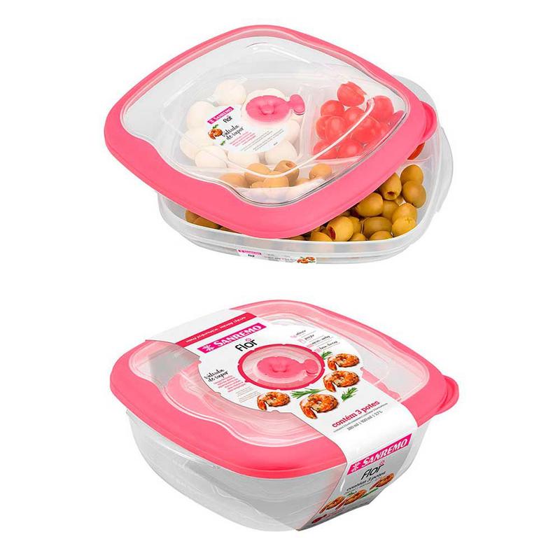 Kit 4 pote marmita com tampa hermético microondas comida alimentos fitness vasilha tupperware ...