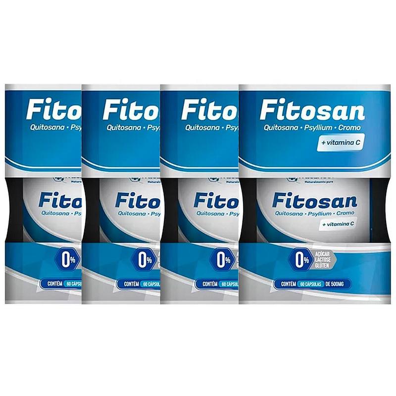 Kit 4 Potes Fitosan Quitosana Psyllium Cromo Original Suplemento ...