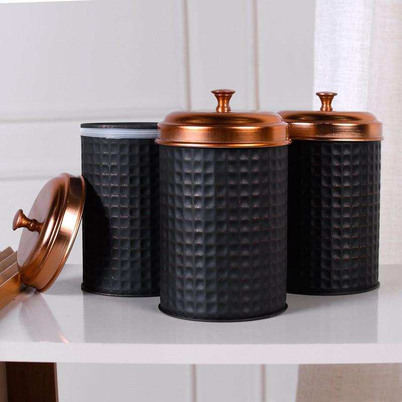 Kit 4 Potes Luxo 11Cm X 16Cm Alço Galvanizado E Alumínio Preto - Bene ...