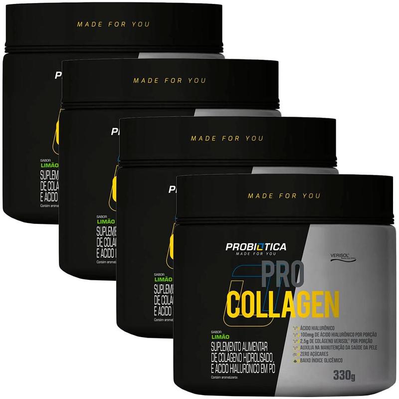 Kit 4 Pro Collagen Sabor Limão 330g Probiotica - Probiótica - Colágeno - Magazine Luiza