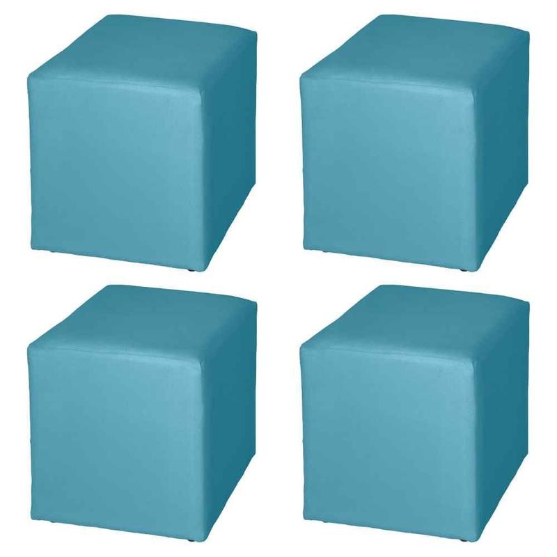 Kit 4 Puff Dado Suede Azul Turquesa - Móveis Mafer - Puffs - Magazine Luiza