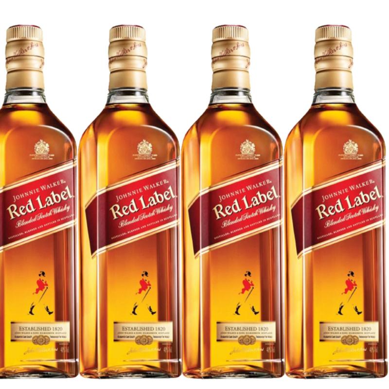 Kit 4 Red Label 1 Litro Whisky Johnnie Walker na caixa lacrado Original ...