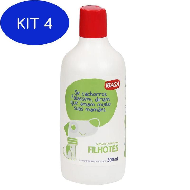 Kit 4 Sabonete Liquido Para Cães Filhotes Ibasa 500Ml - Outros Pets ...